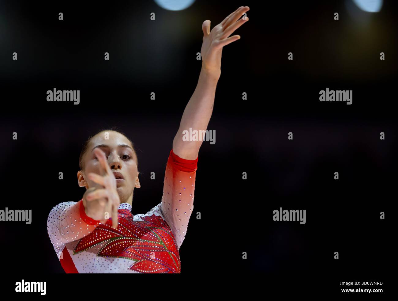 JAKARTA - Kaylia Neymour (ALG) during the balance beam final at the ...