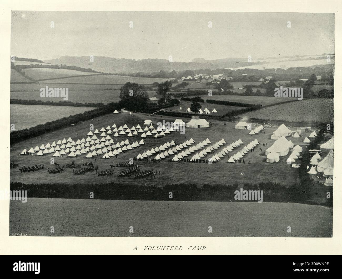 British Army volunteer soldier camp, Tents in field, Victorian military ...