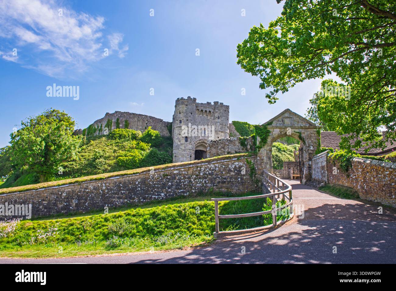 Entrance main gate gatehouse to a medieval old motte-and-bailey anglo ...