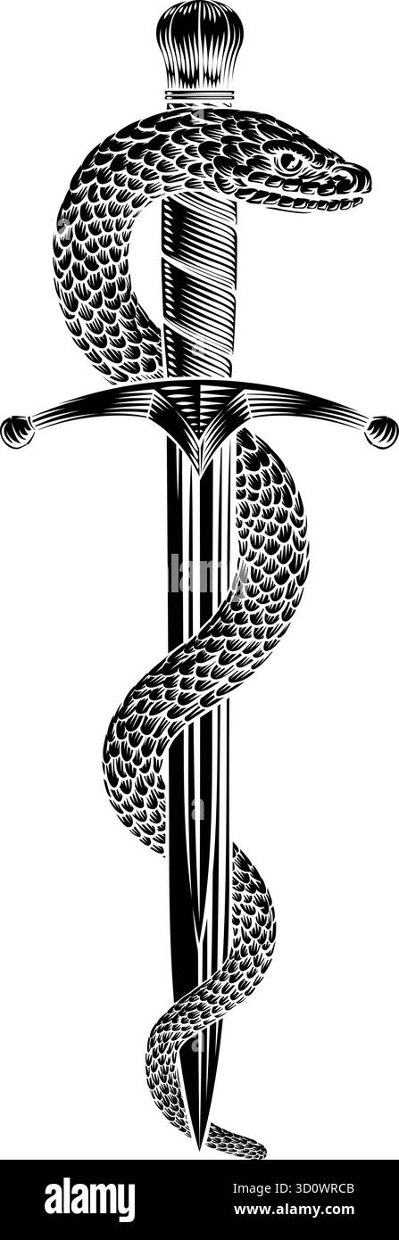 Vintage snake etching Cut Out Stock Images & Pictures - Alamy