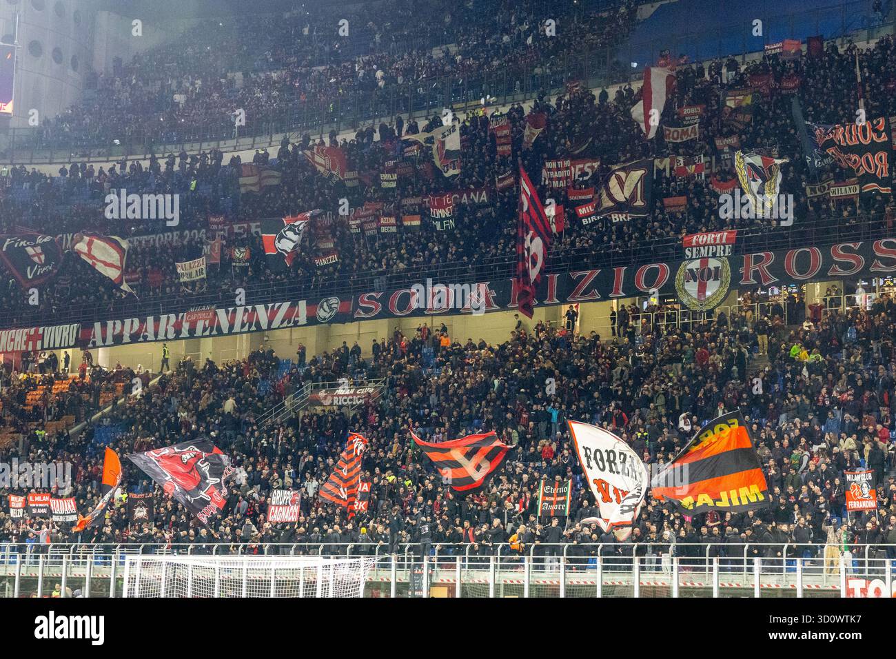 flags AC Milan supporters during serie A match AC Milan vs Pisa SC ...