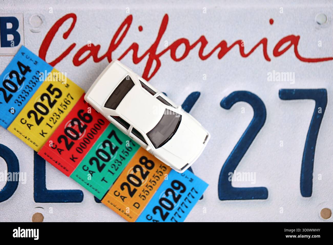 KYIV, UKRAINE - OCTOBER 1, 2025 California car registration tag ...