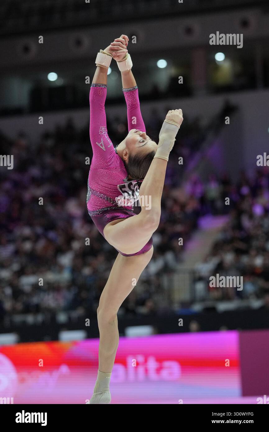 Giulia Perotti of Italy competes in the women's floor exercise final ...