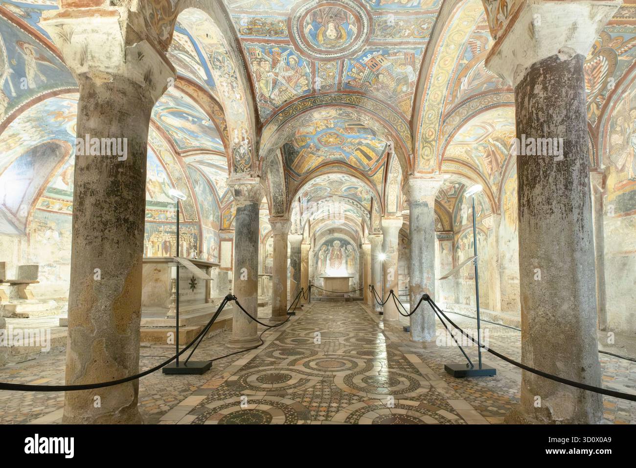 Interior view of the Anagni cathedral crypt featuring medieval ...