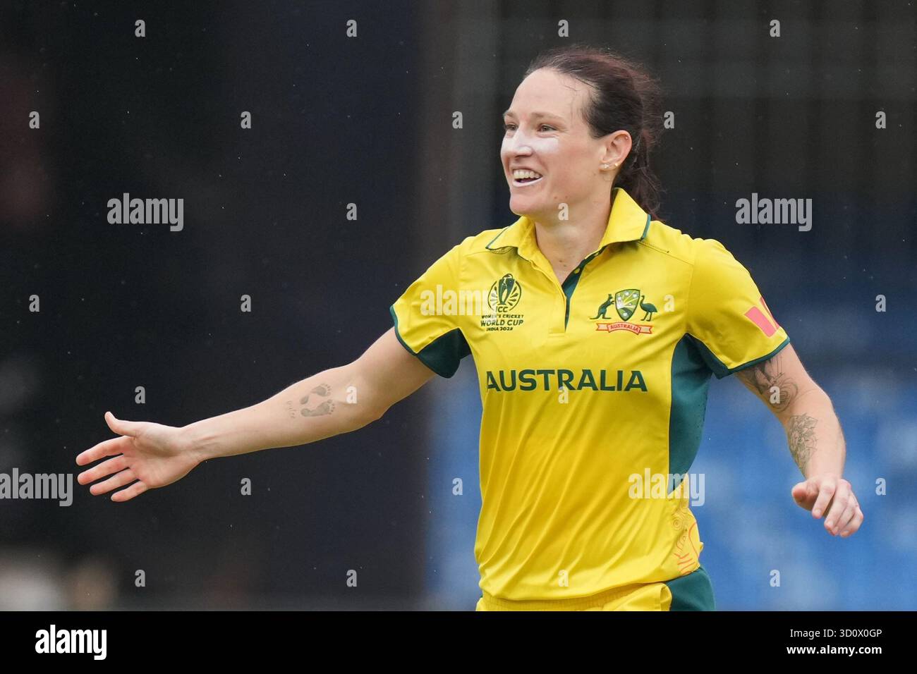 Australia's Megan Schutt celebrates the wicket of South Africa's ...