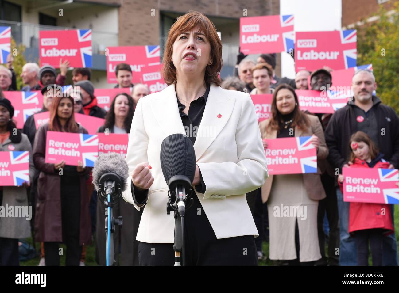 Newly elected Deputy Leader of the Labour Party Lucy Powell speaking to ...