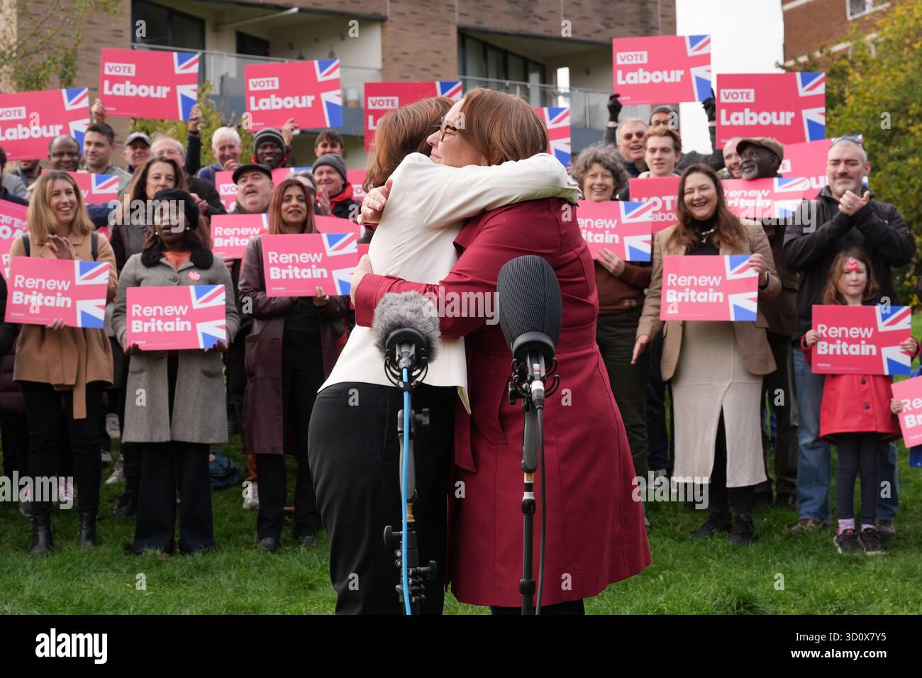 Newly elected Deputy Leader of the Labour Party Lucy Powell embracing ...