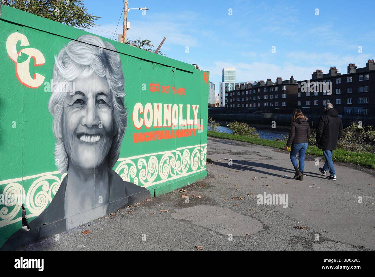 A mural of Catherine Connolly by artist Emmalene Blake on South Dock ...