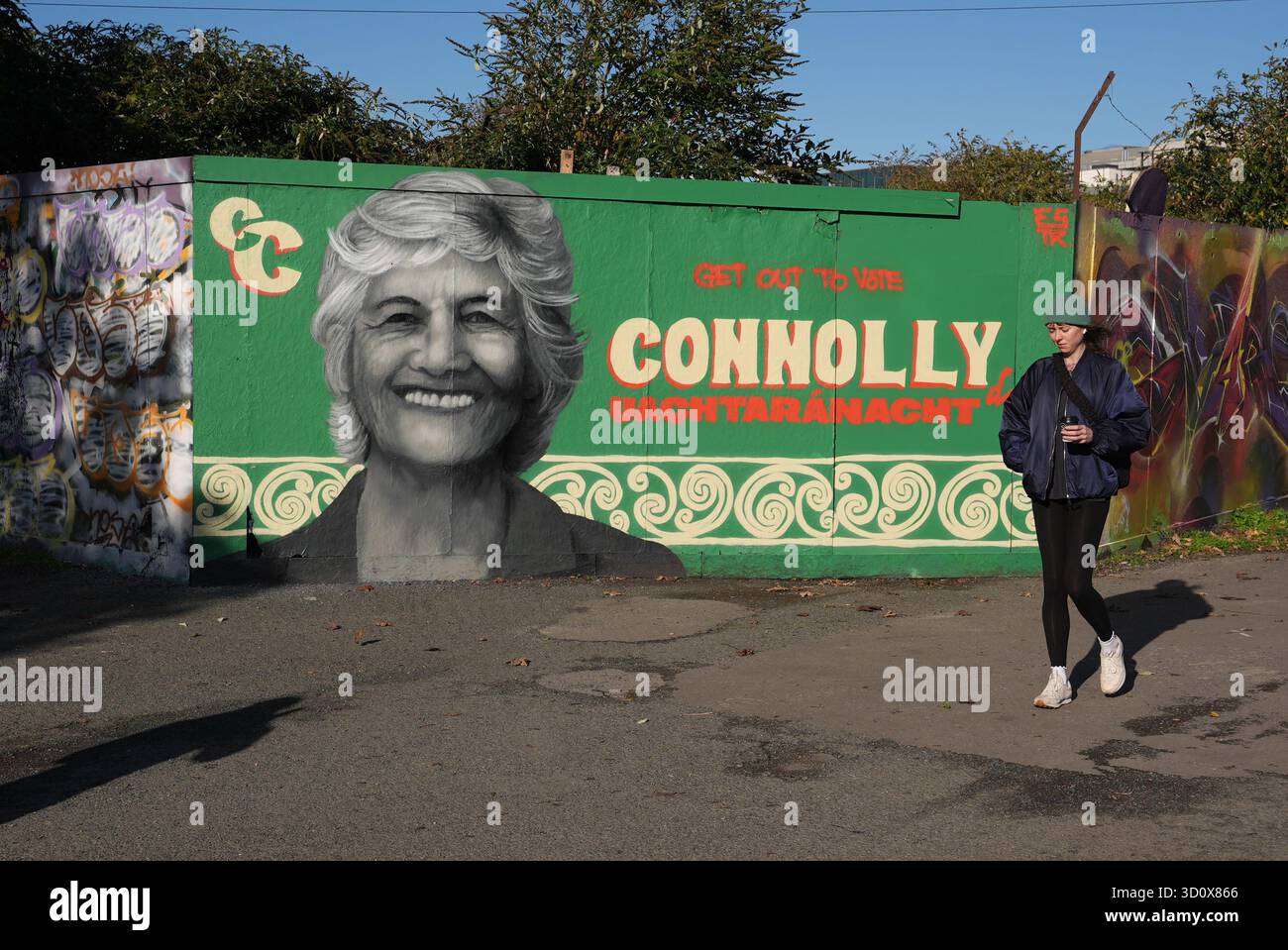 A mural of Catherine Connolly by artist Emmalene Blake on South Dock ...