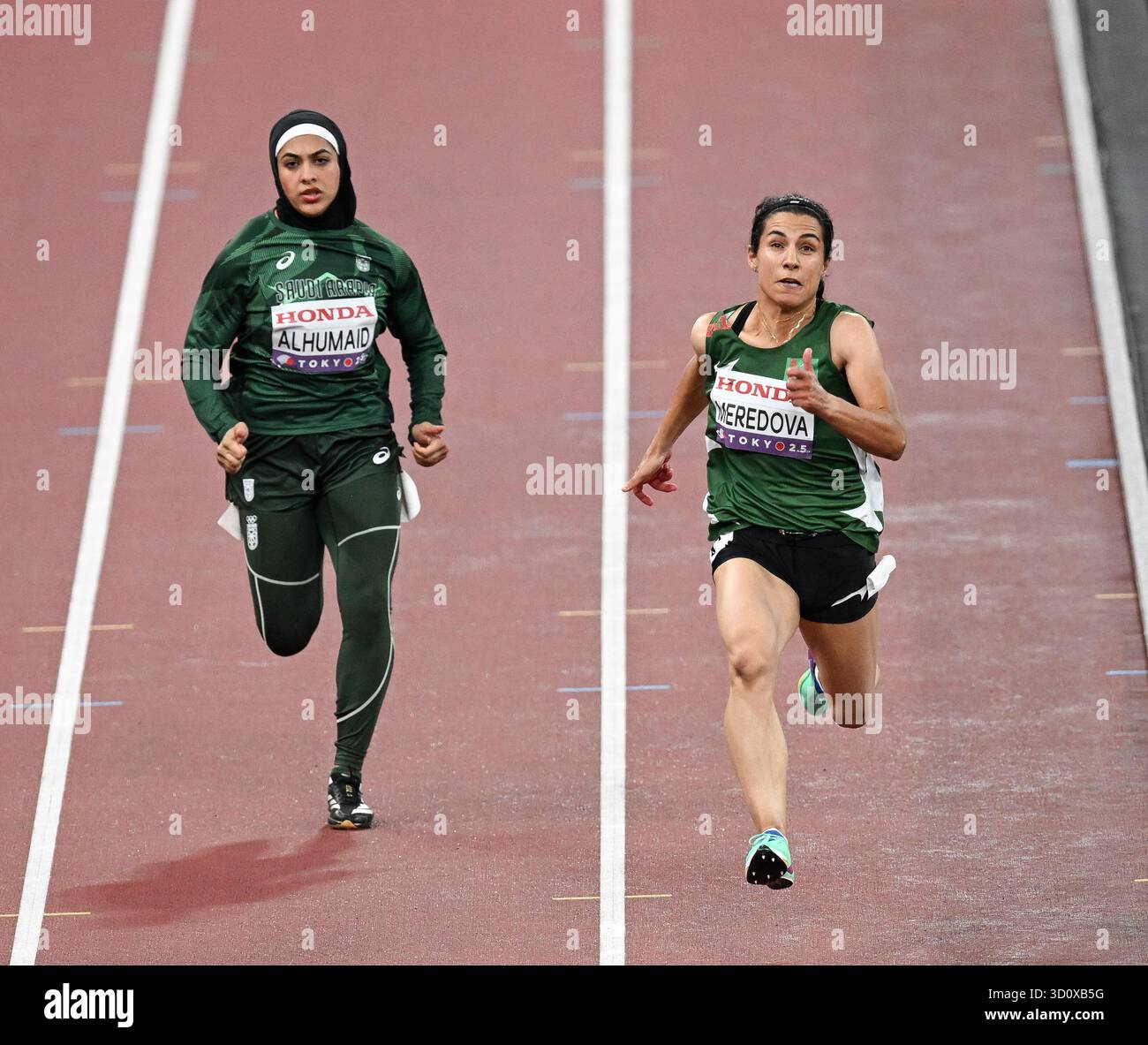 Lujain Ibrahim Alhumaid of Saudi Arabia and Valentina Mredova of ...