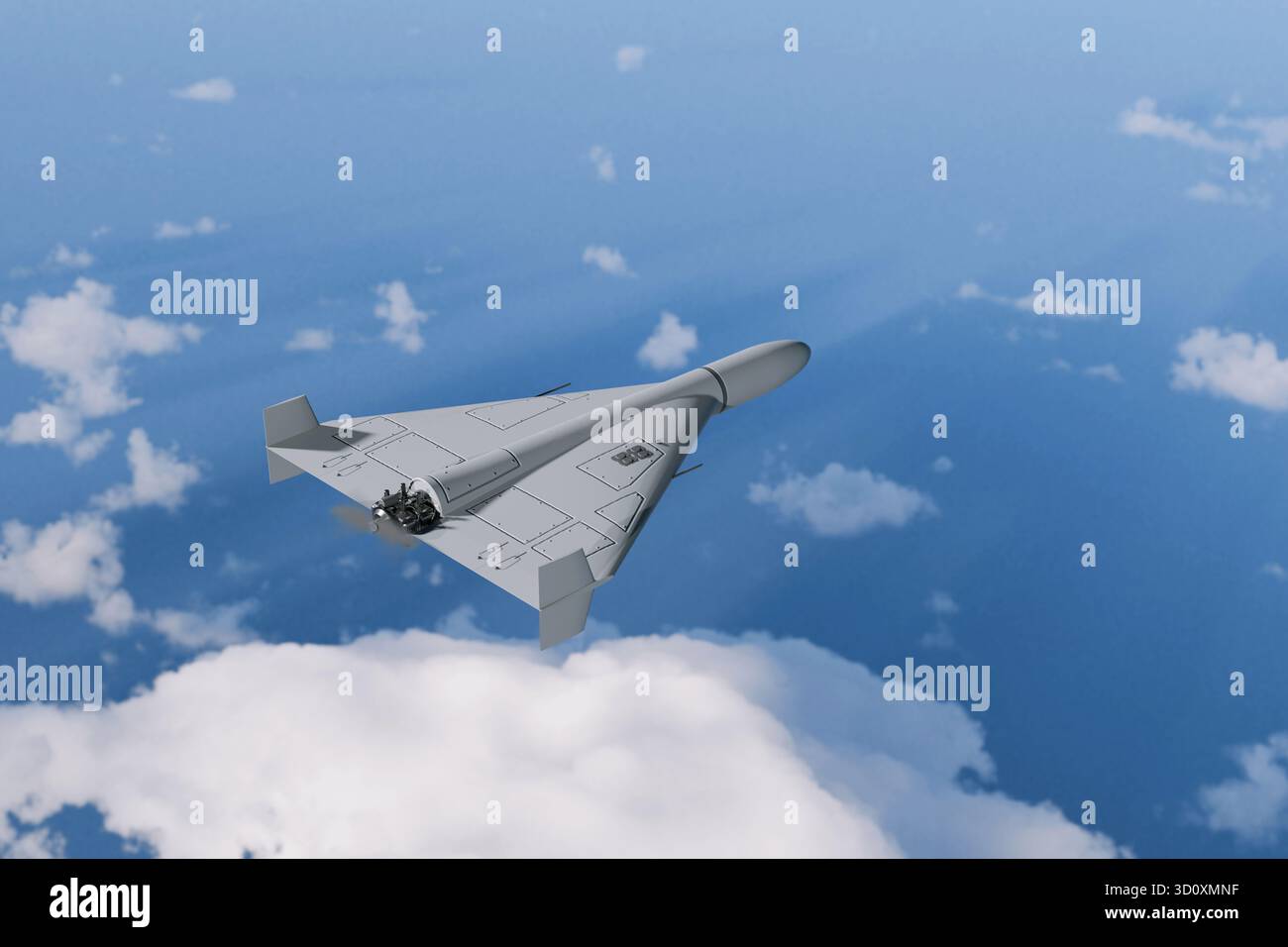 Military Drone Carrying Explosives Flies Over Clouds. Attack, Concept ...