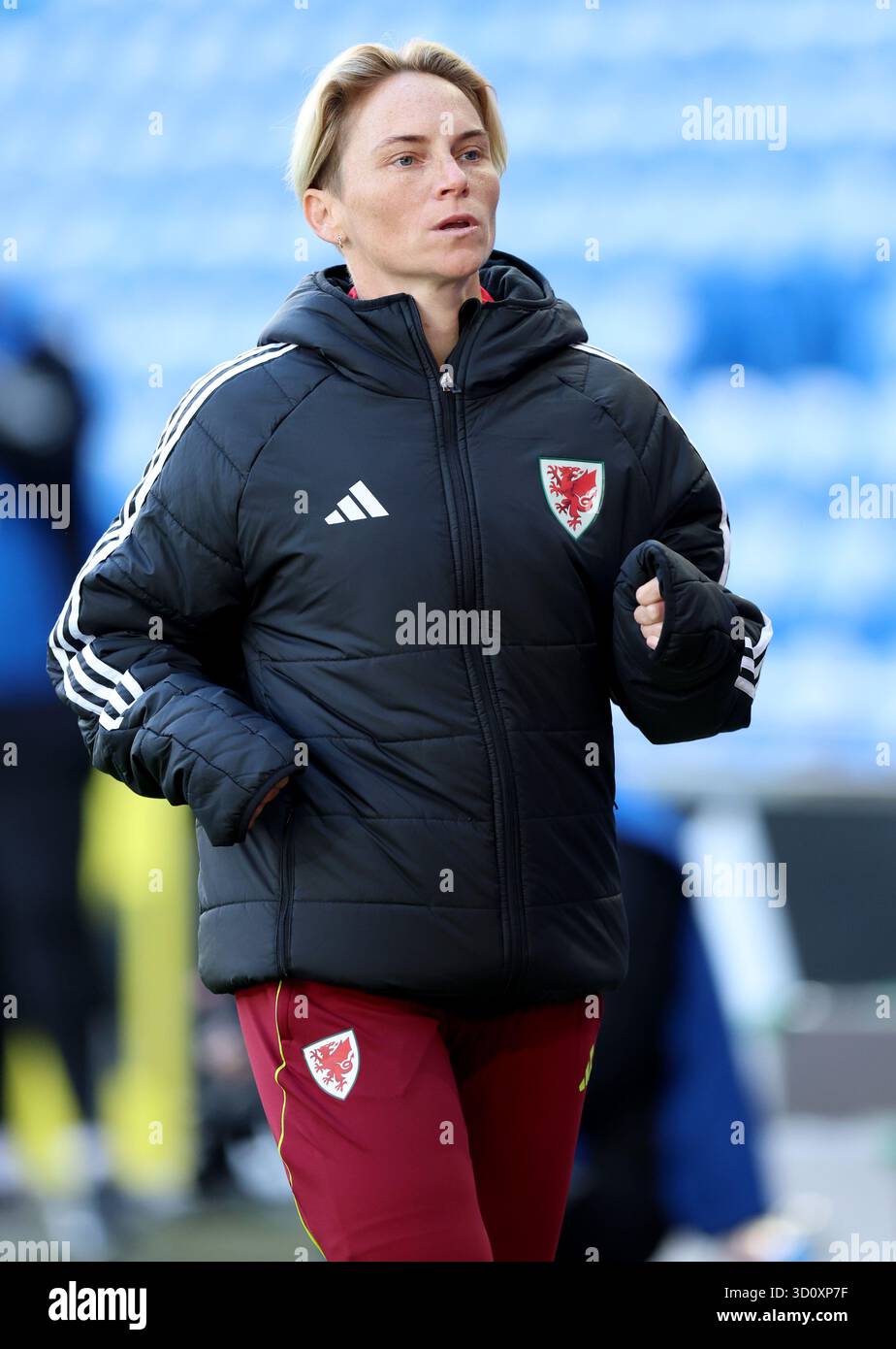Wales' Jess Fishlock during the warm up before the international ...