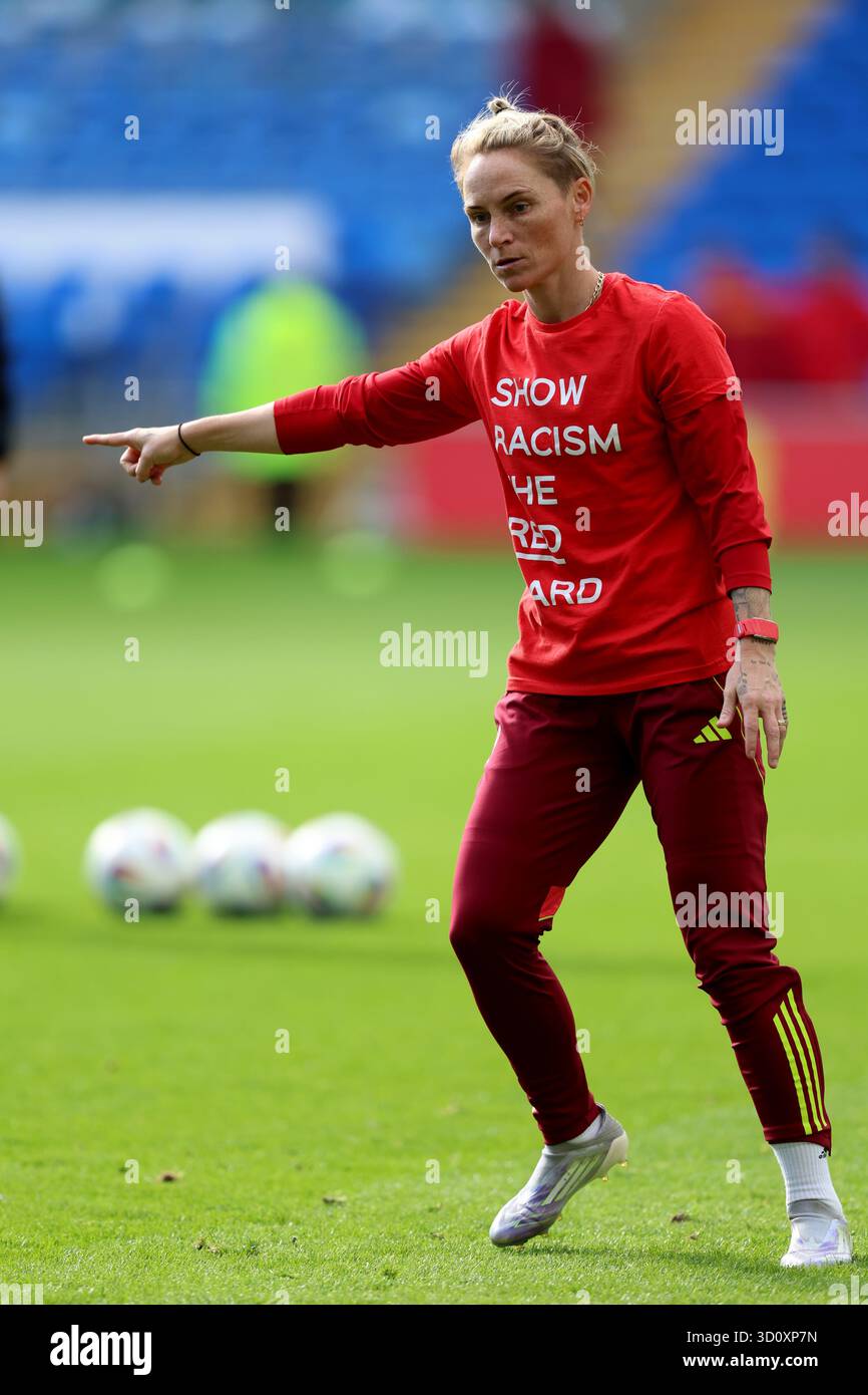 Wales' Jess Fishlock during the warm up before the international ...