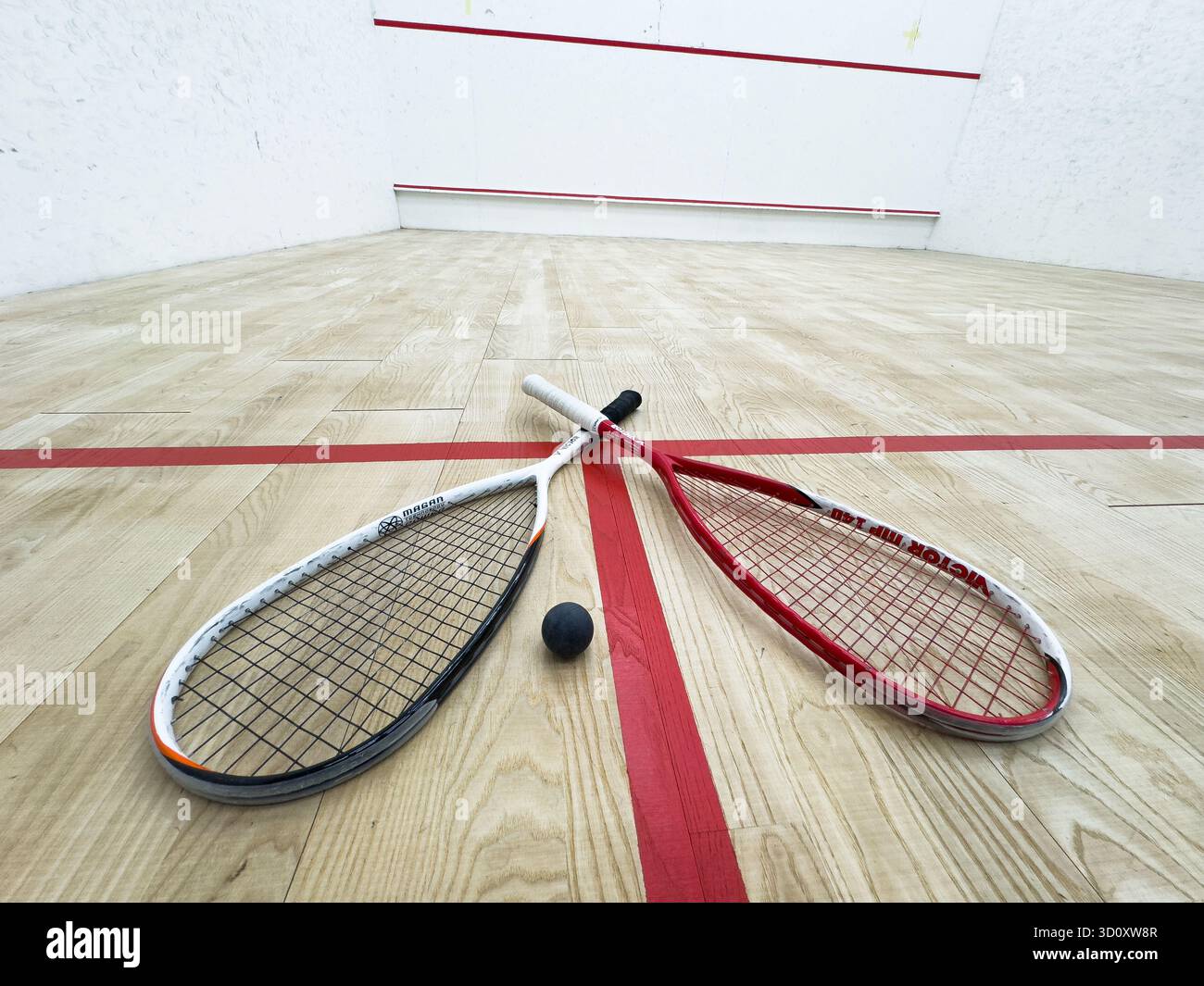 December 5, 2024 Kyiv, Ukraine - Empty squash court ultra-wide angle ...