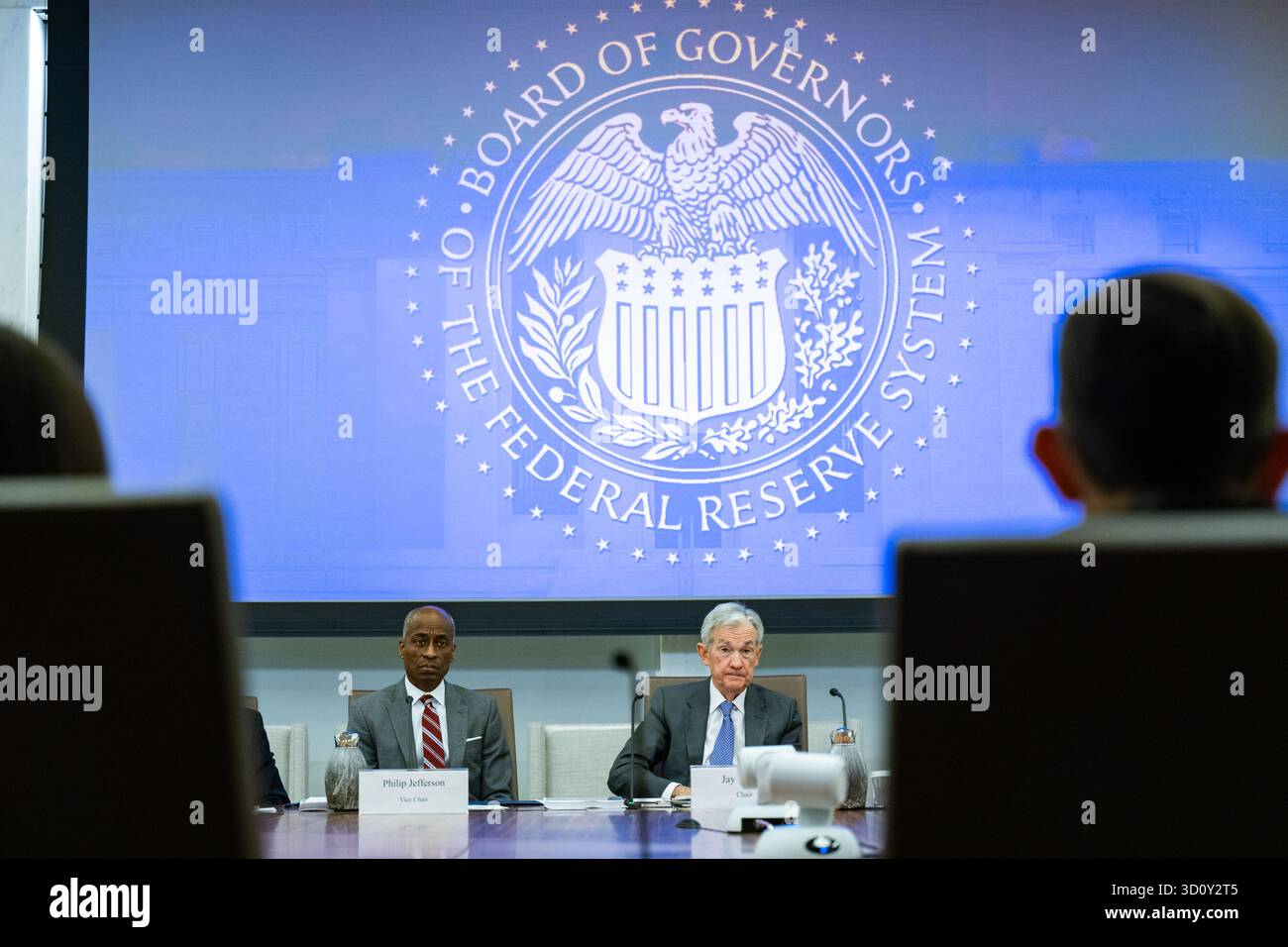 Federal Reserve Chair Jerome Powell at a Board Meeting at the Federal Reserve in Washington, DC ...