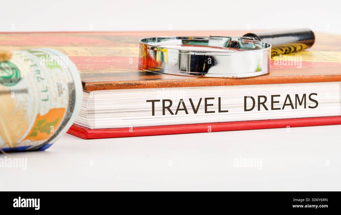 Preparing for future adventures with travel plans a rolled up stack of ...