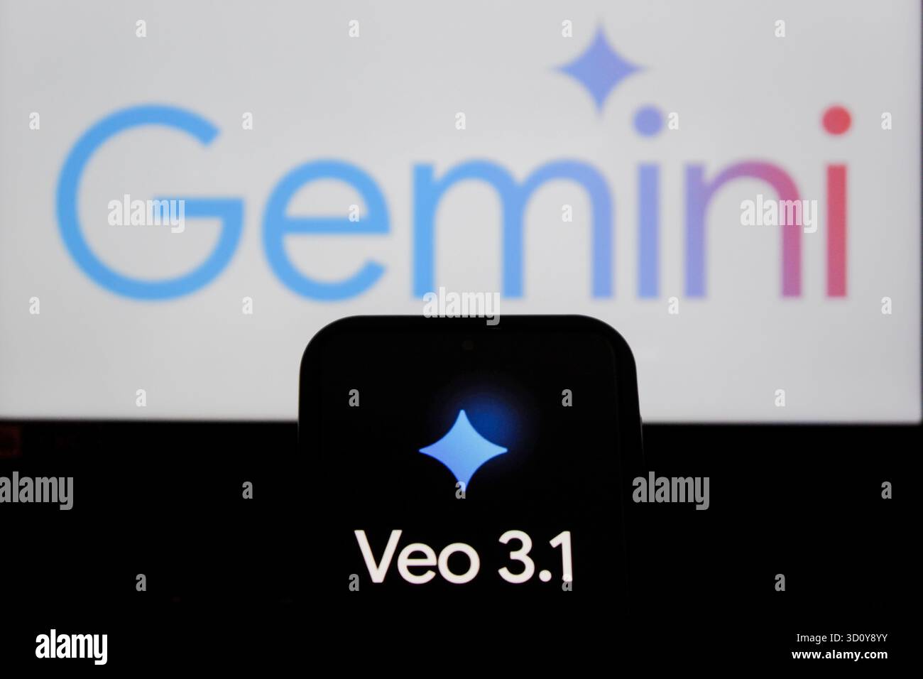 In this photo illustration, Google Gemini Veo 3.1 logo is displayed on ...