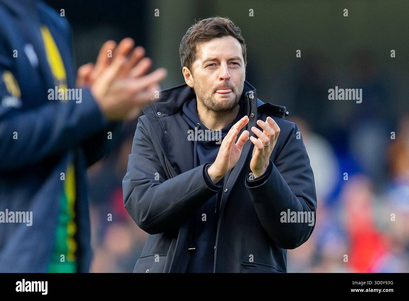 West Brom Manager, Ryan Mason, applauds the supporters after the Sky ...