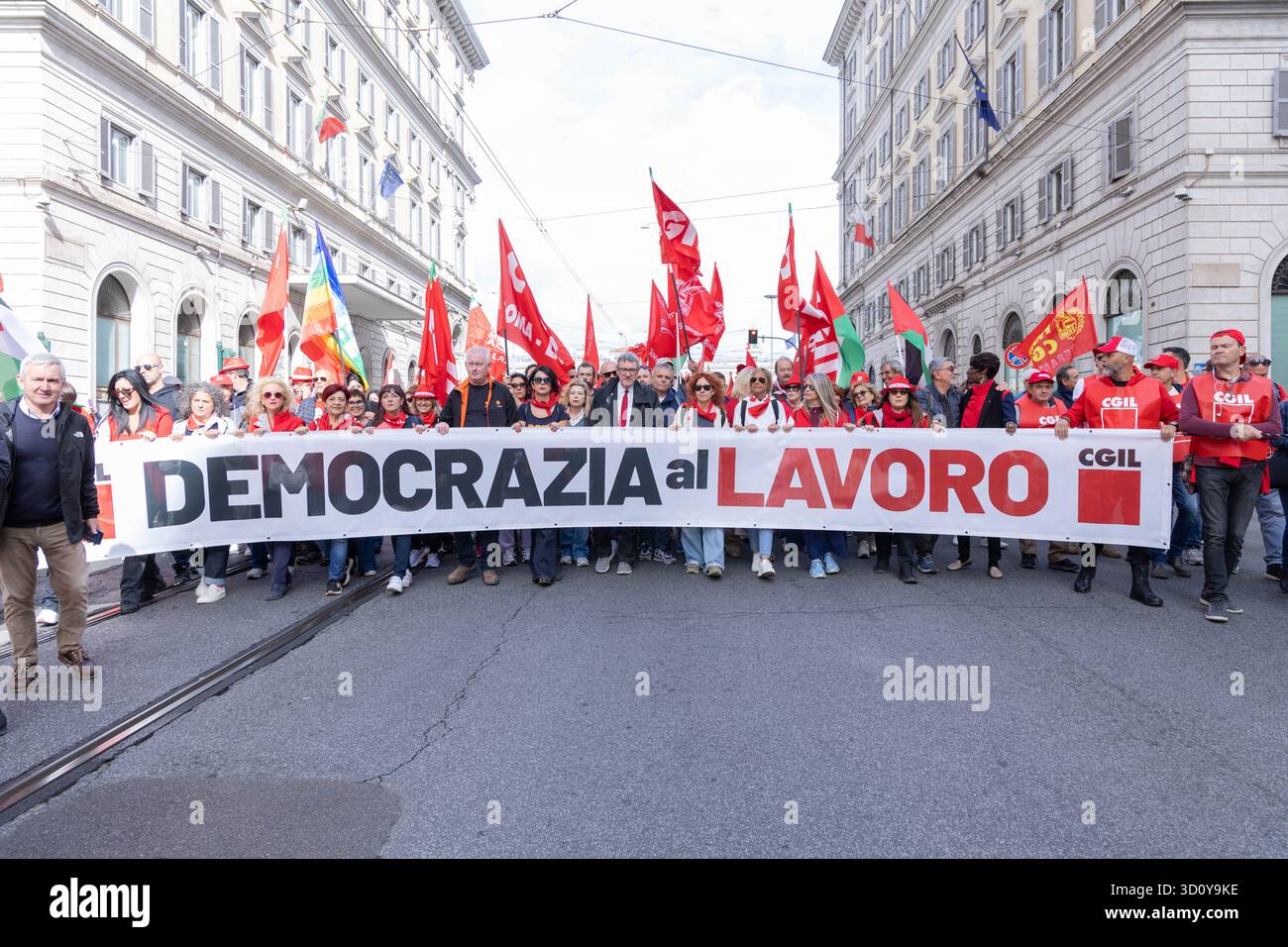 Demonstration called "Democracy at Work" organized by the CGIL in Rome ...
