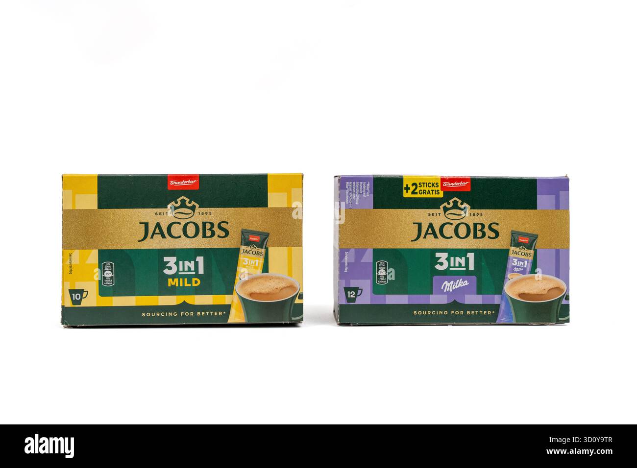 Germany Berlin October 25, 2025. Jacobs 3in1 Mild and Milka coffee ...