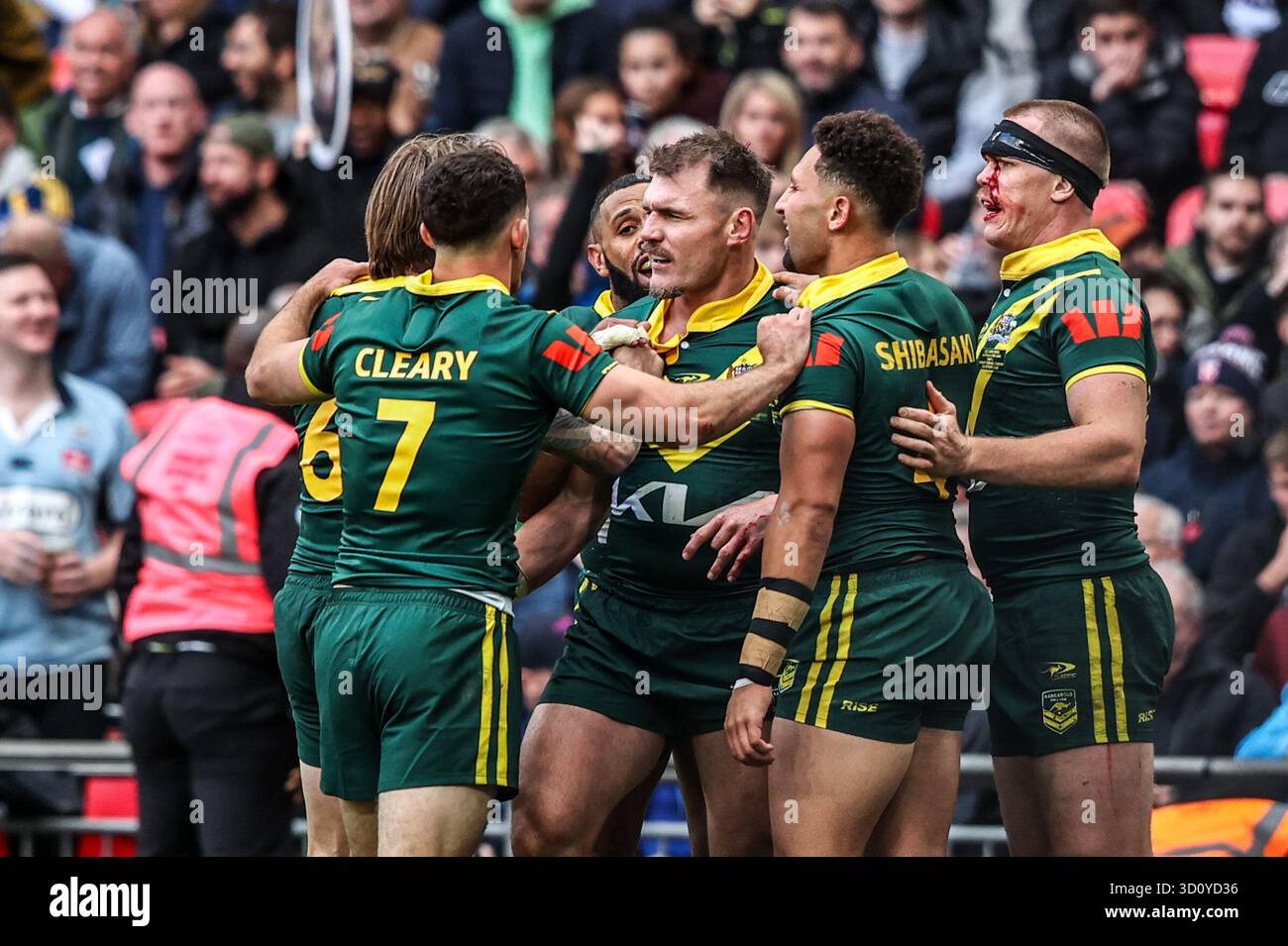 Angus Crichton of Australia celebrates his try during the The Ashes ...