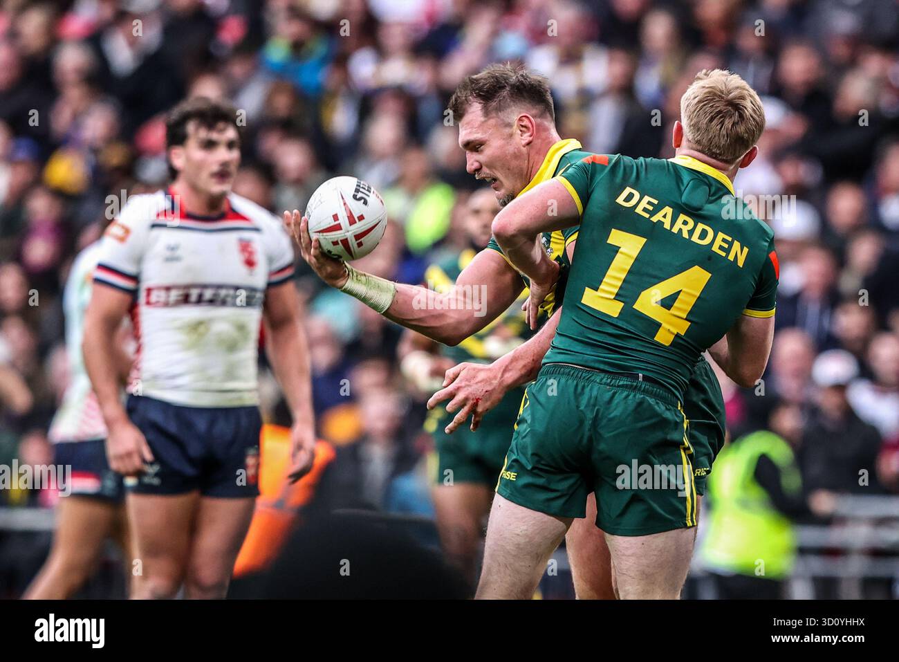 Angus Crichton of Australia goes over for a try during the The Ashes ...