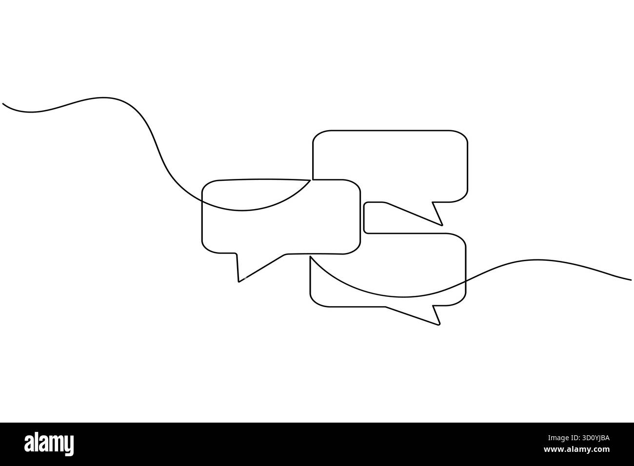 Speech bubble message icon continuous one line drawing of minimalist ...