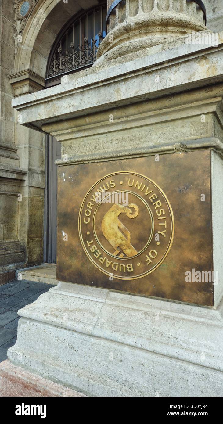 Logo and the neo-renaissance entrance designed by Miklós Ybl on Fővám ...