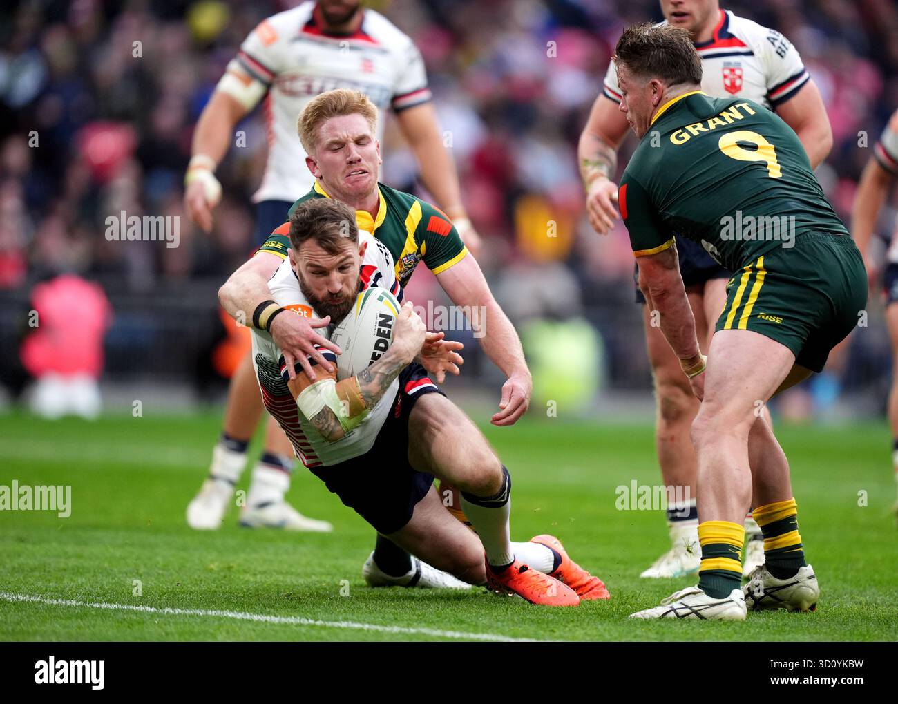 England's Daryl Clark scores a try during the ABK Beer Ashes Series ...