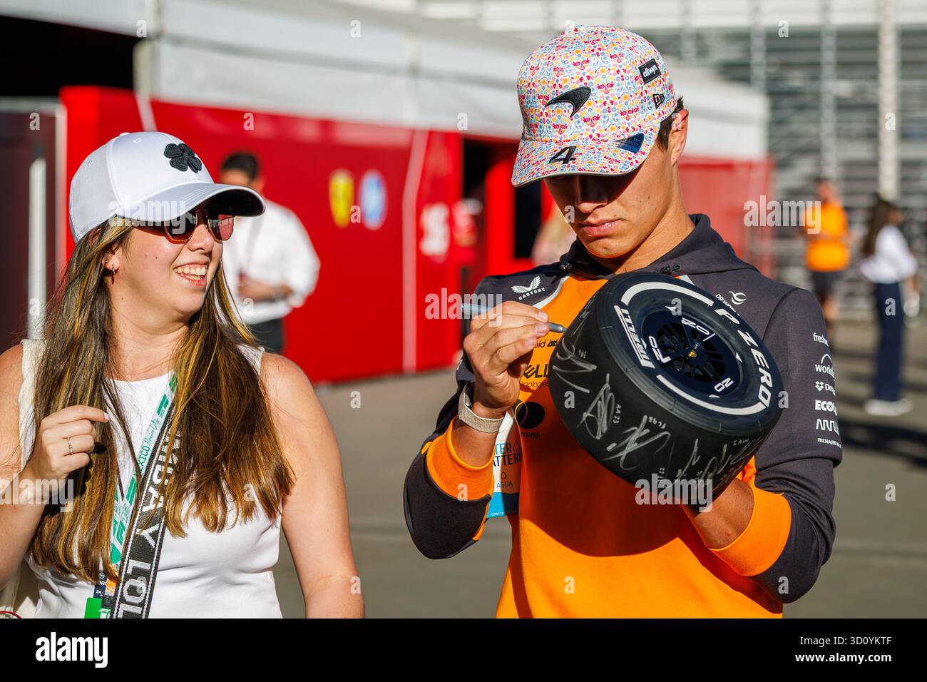 Lando Norris of Great Britain and McLaren Formula 1 Team walks the ...