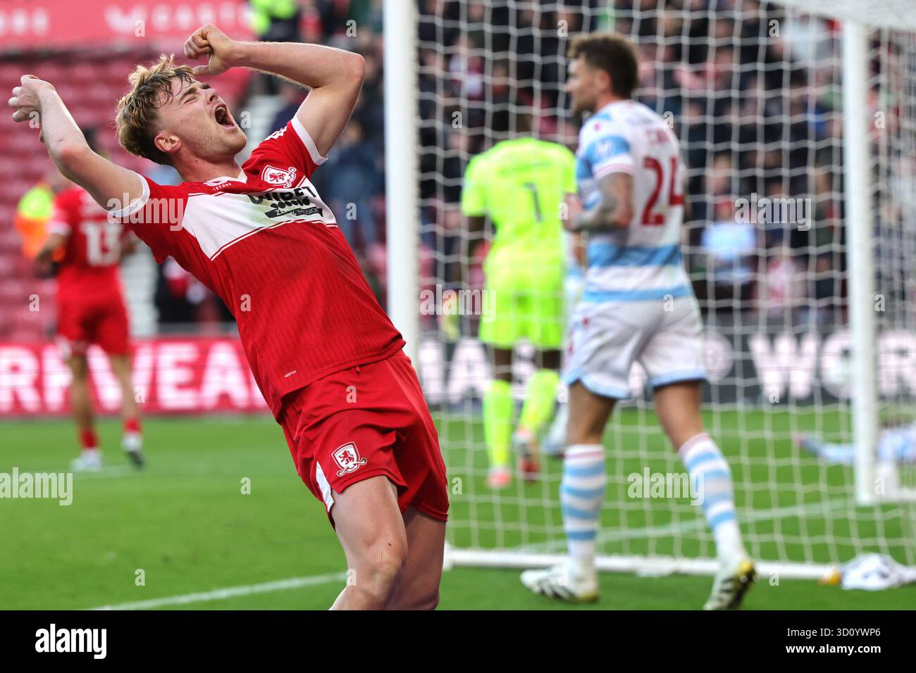 Middlesbrough's Tommy Conway reacts after missing an attempt at goal ...