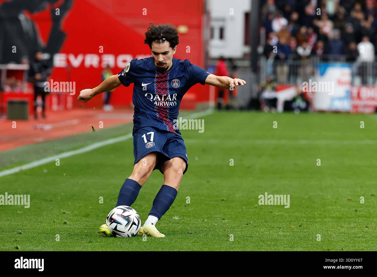 PSG's Vitinha kicks the ball during the French League One soccer match ...