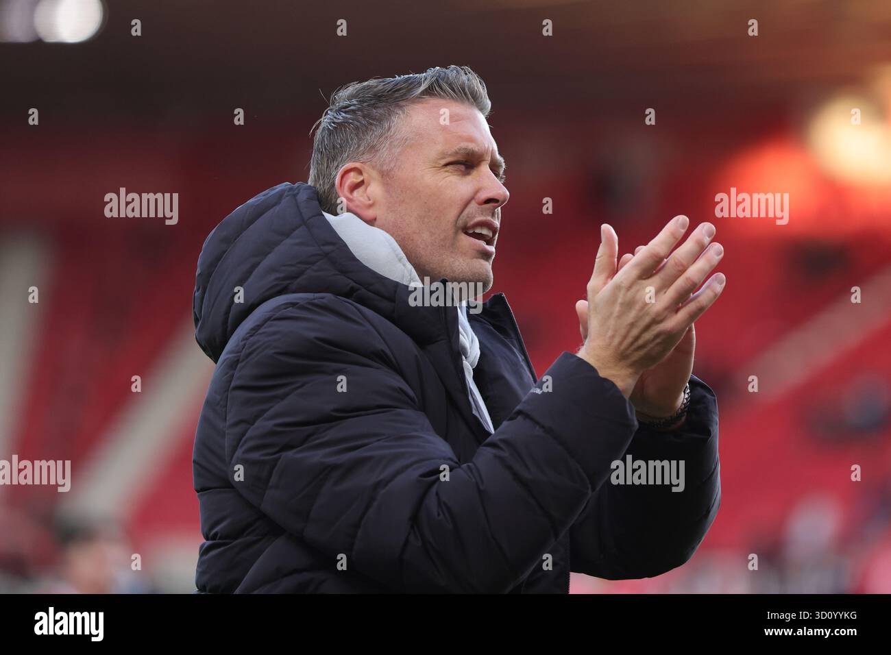 Middlesbrough manager Rob Edwards applauds the fans after the final ...