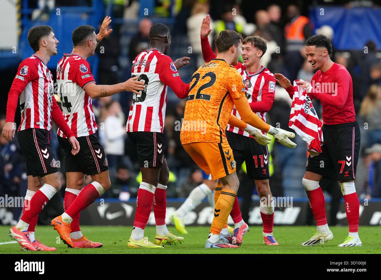 Sunderland's Chemsdine Talbi, right, celebrates with goalkeeper Robin ...