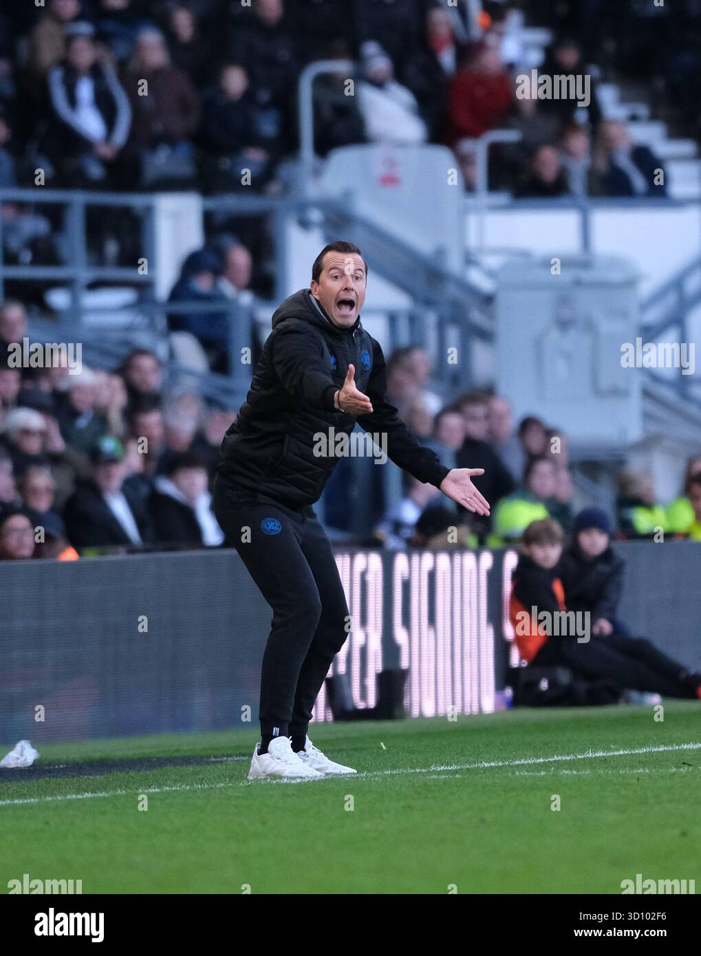 Queens Park Rangers Head Coach Julien Stephan shouts instructions to ...
