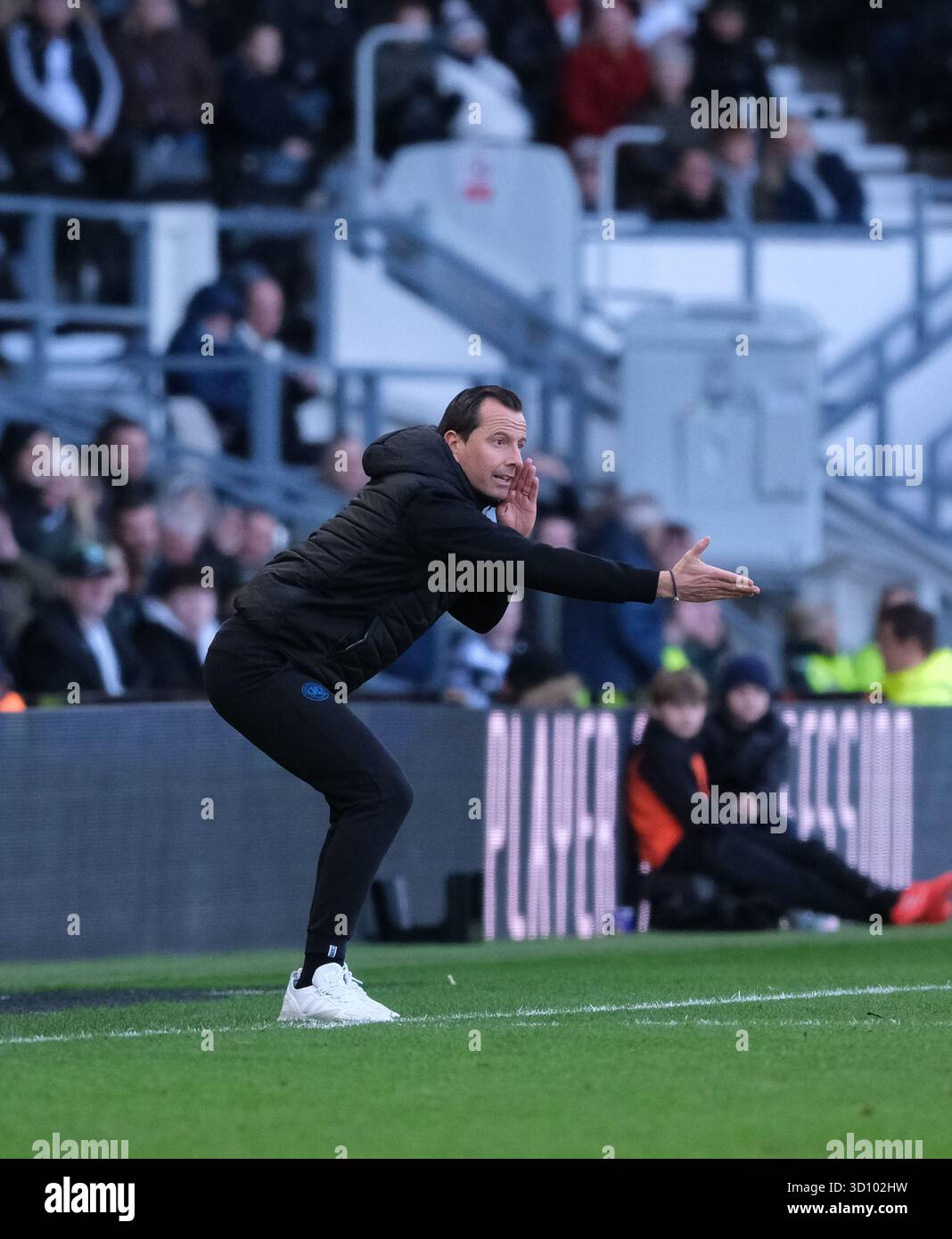 Queens Park Rangers Head Coach Julien Stephan shouts instructions to ...