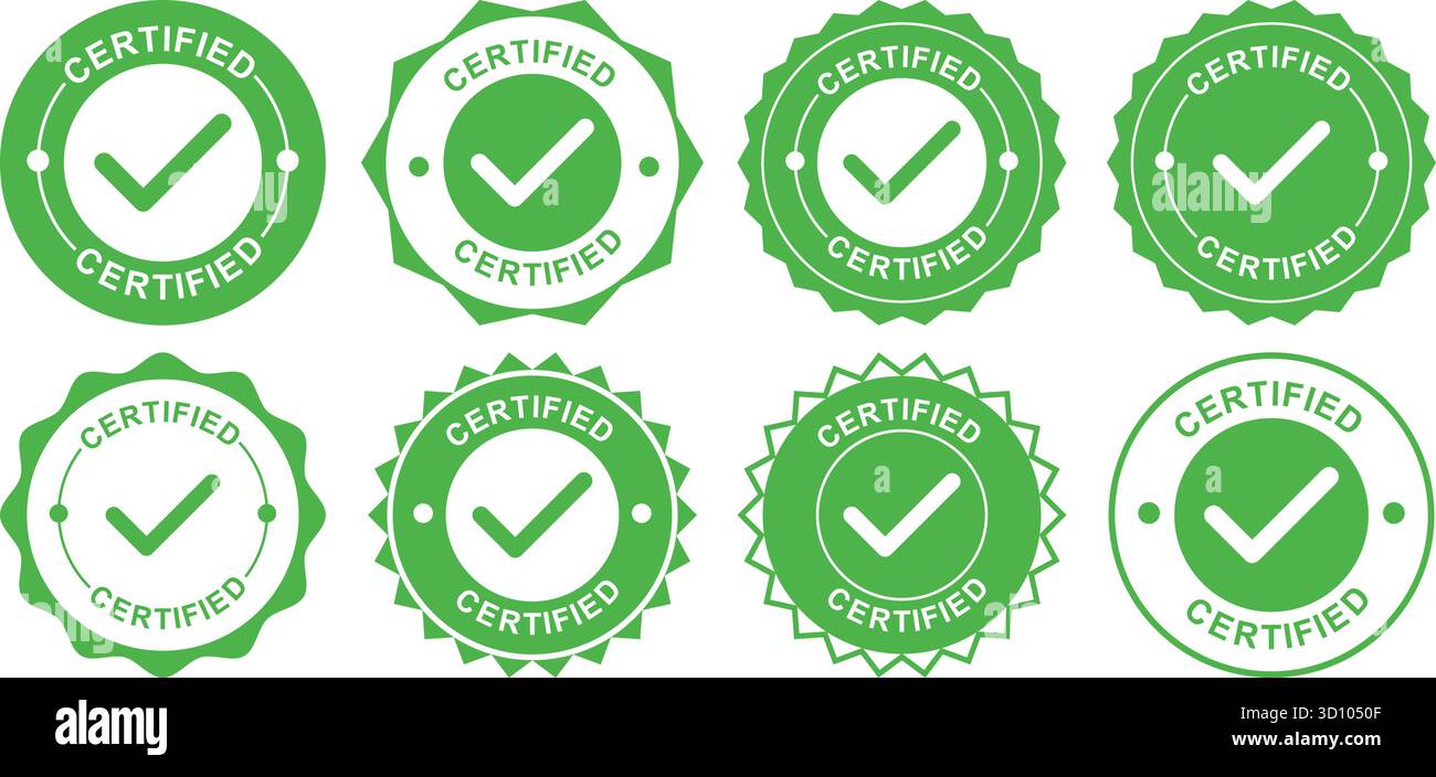 Certified Check Mark Badges and Official Approval Labels Stock Vector ...