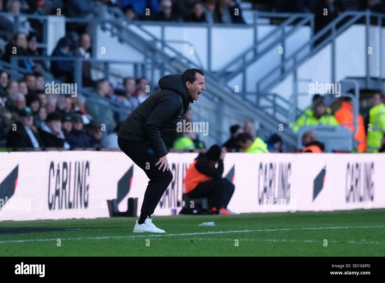 Queens Park Rangers Head Coach Julien Stephan shouts instructions to ...