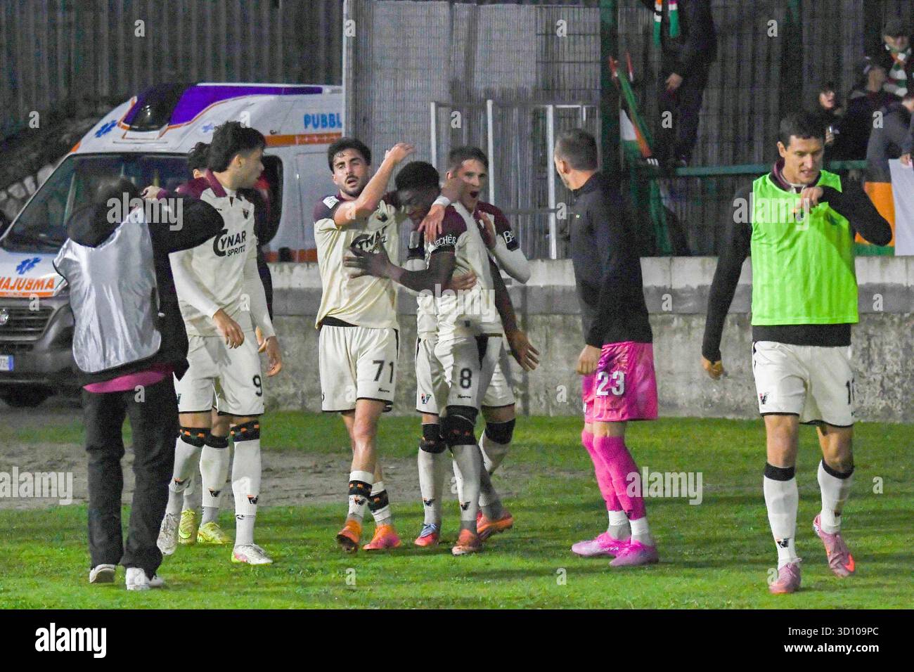 Issa Doumbia (Venezia) celebrates with teammates after scoring the 1-2 ...
