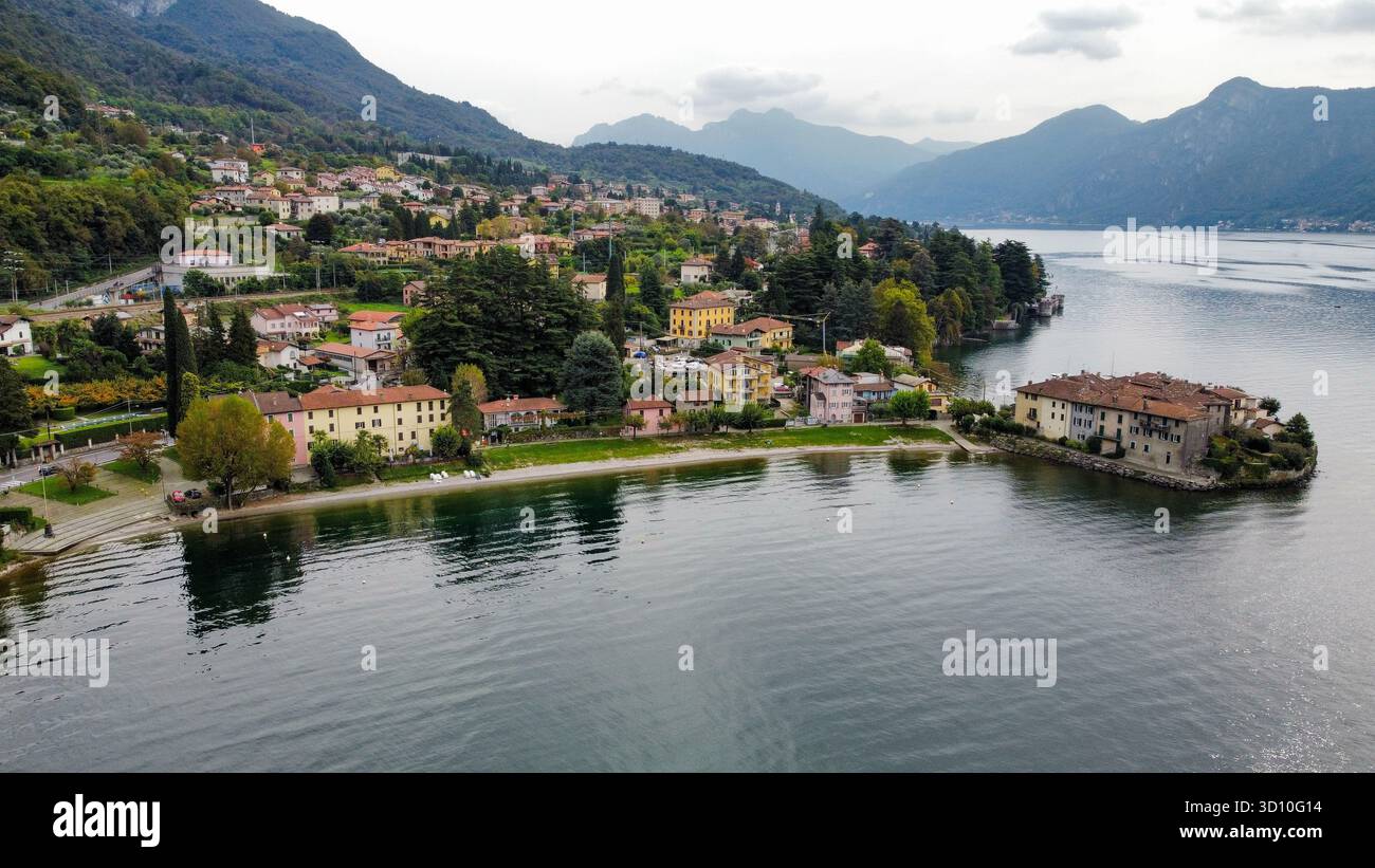 The famous Lierna beach on Lake Como seen from above Stock Photo - Alamy