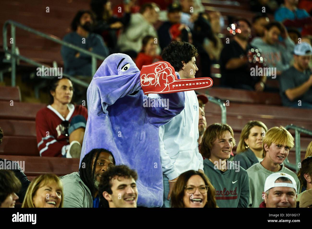 PALO ALTO, CA - OCTOBER 18: Stanford Cardinal fan dressed as Grimace ...