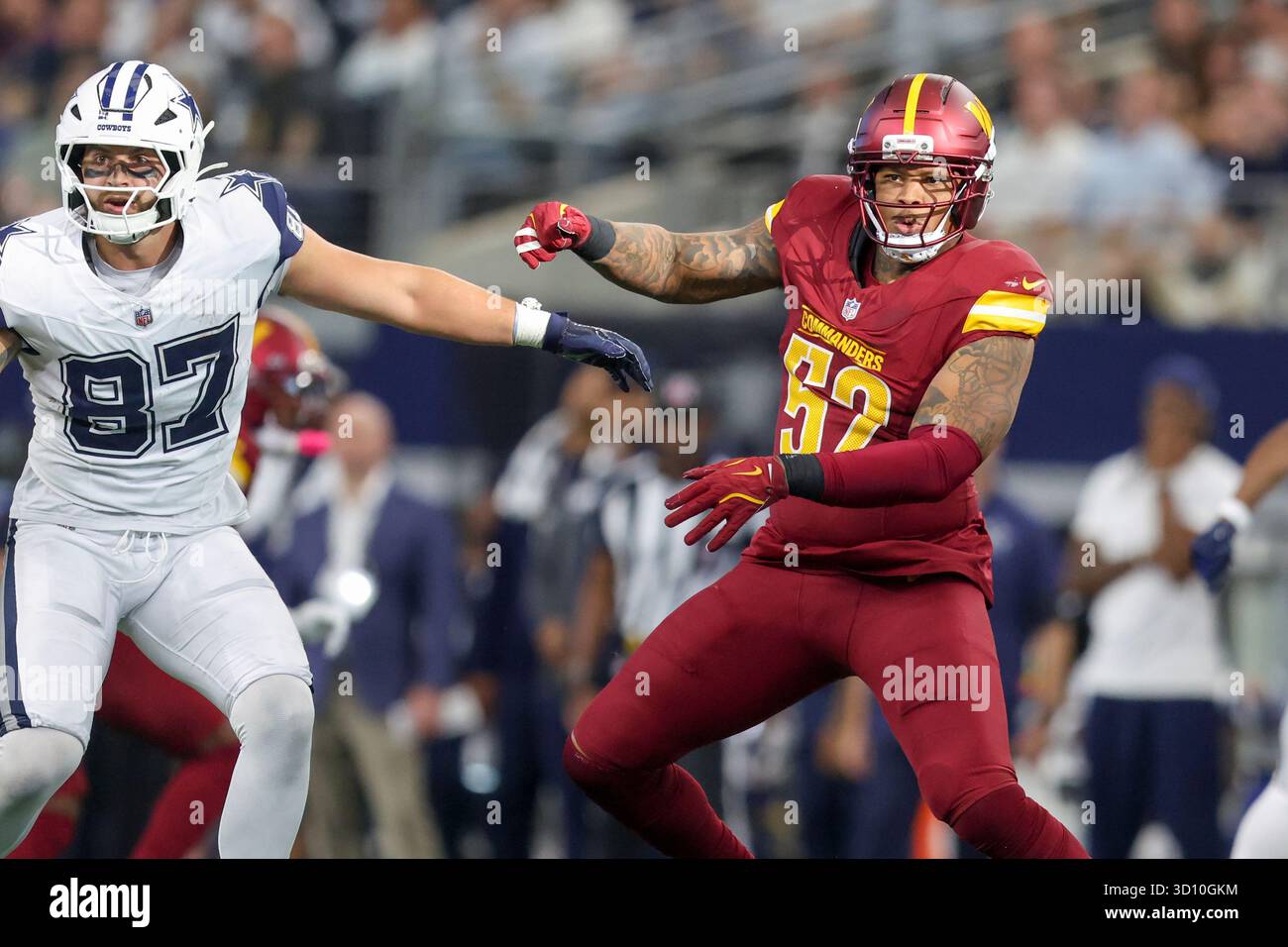 Dallas Cowboys tight end Jake Ferguson (87) blocks Washington ...