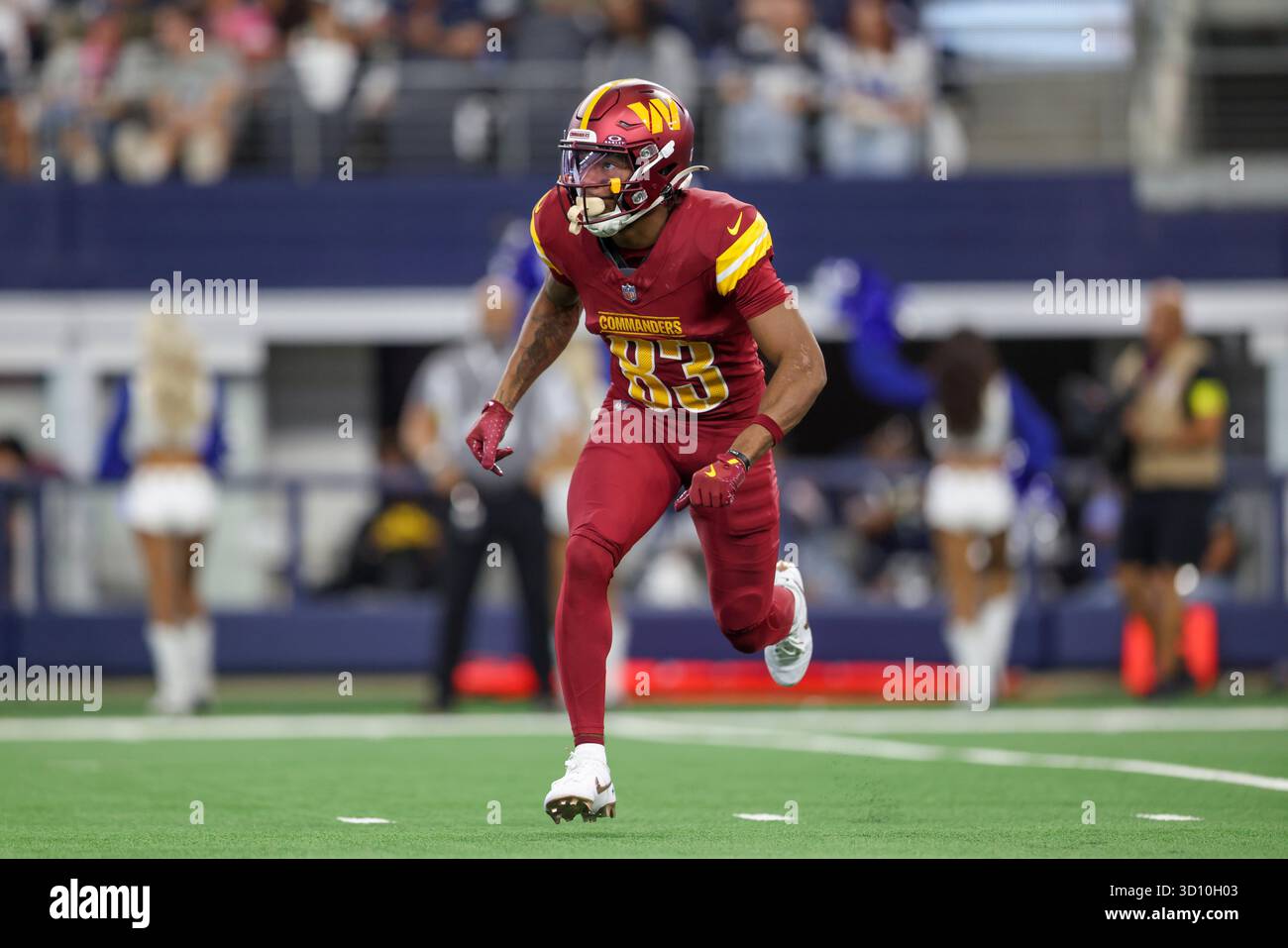 Washington Commanders wide receiver Jaylin Lane (83) prepares to return ...