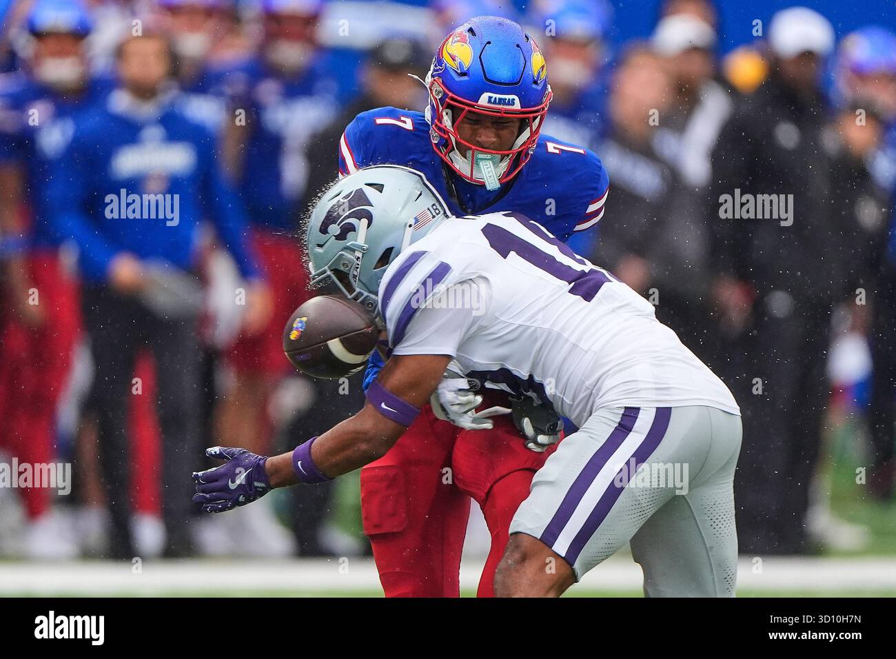 Kansas State safety Wesley Fair (18) breaks up a pass intended for ...