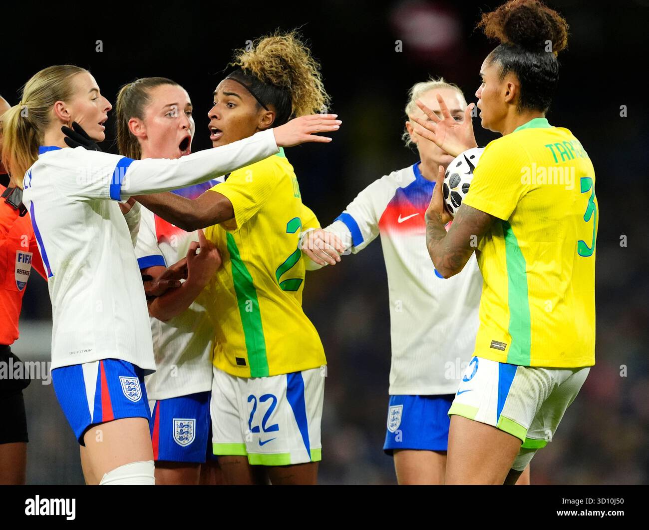 Tempers fray between England's Chloe Kelly and Brazil's Luany during ...