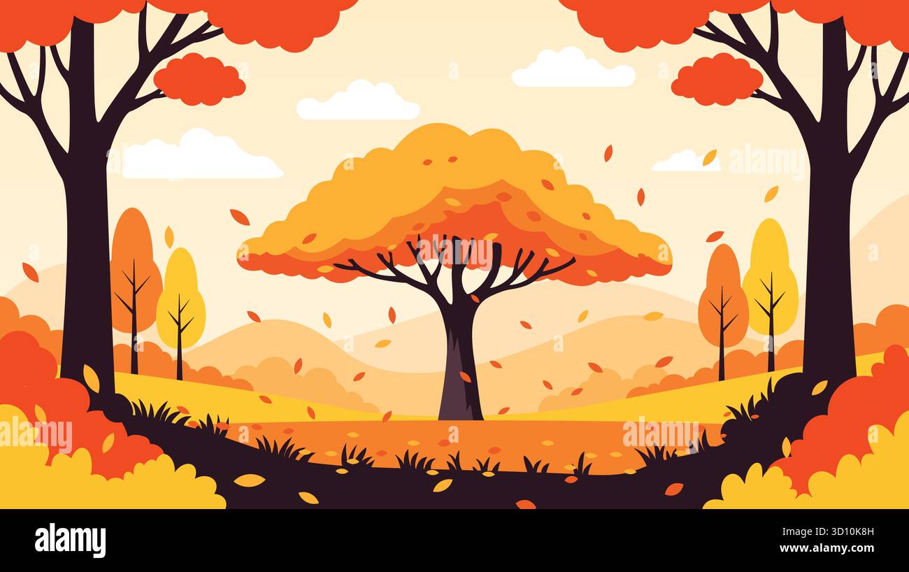 Autumn forest trail Stock Vector Images - Alamy