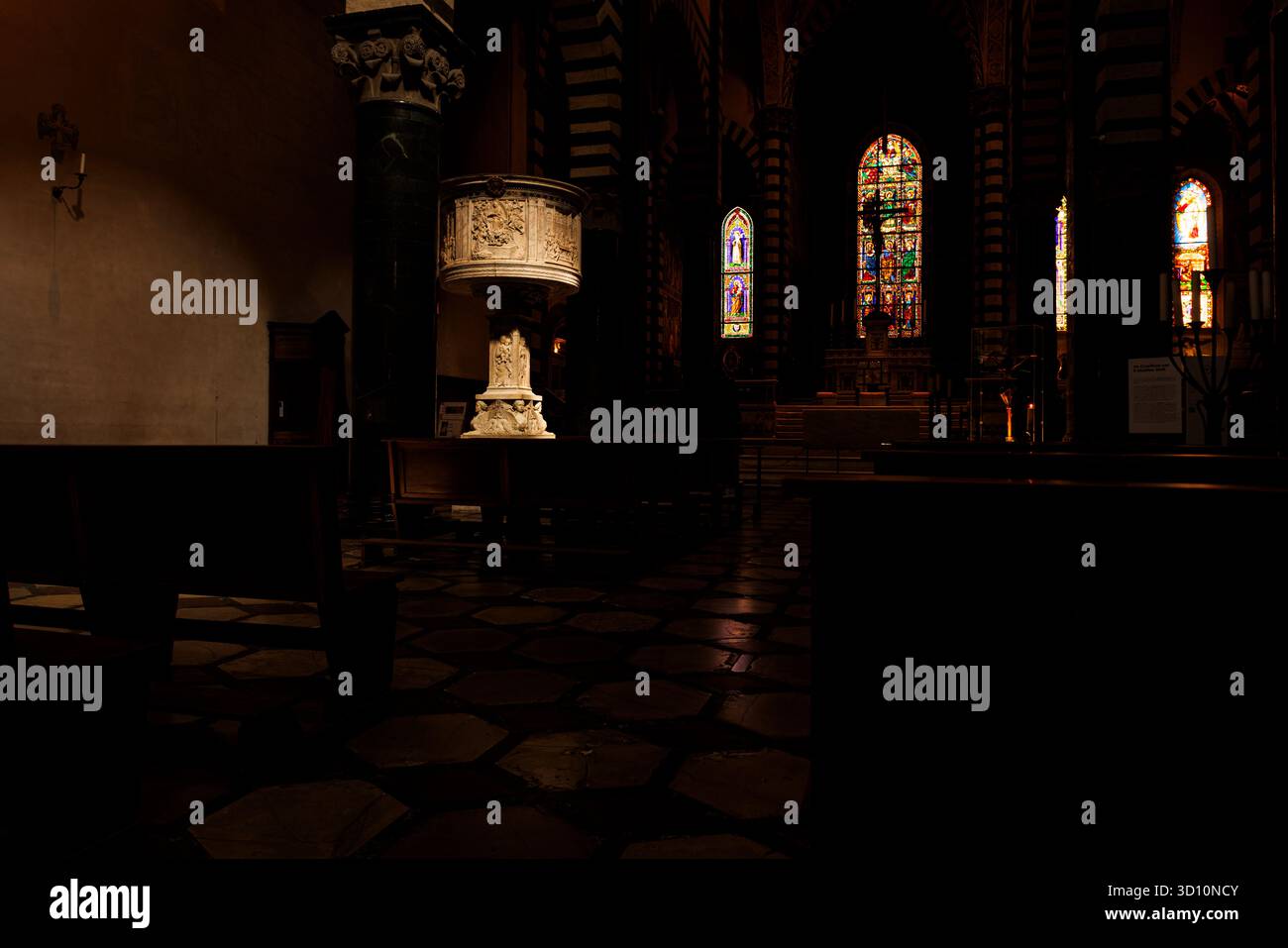 The chalice-shaped Renaissance marble pulpit inside Prato Cathedral, or ...