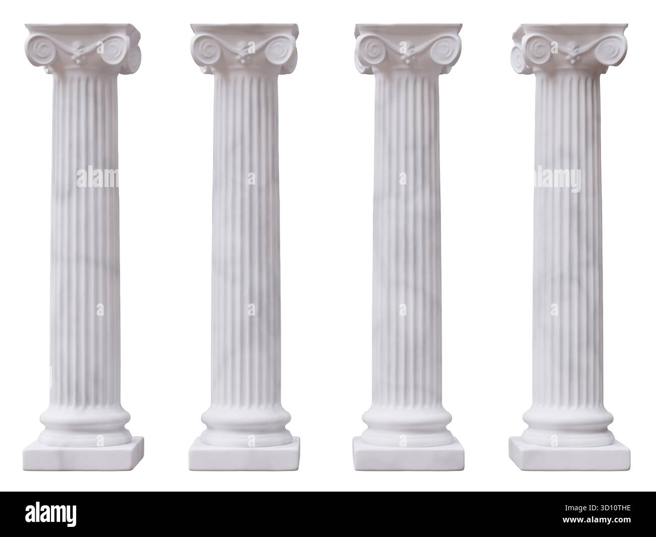 Four classic pillars, ancient Greek columns isolated on white, Marble ...