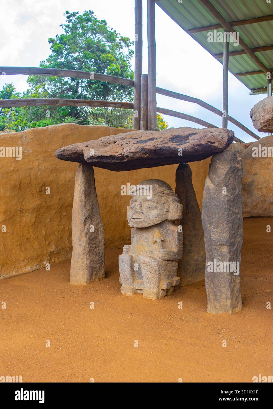 Stone statue at the San Agustin archaeological park, showcasing pre ...