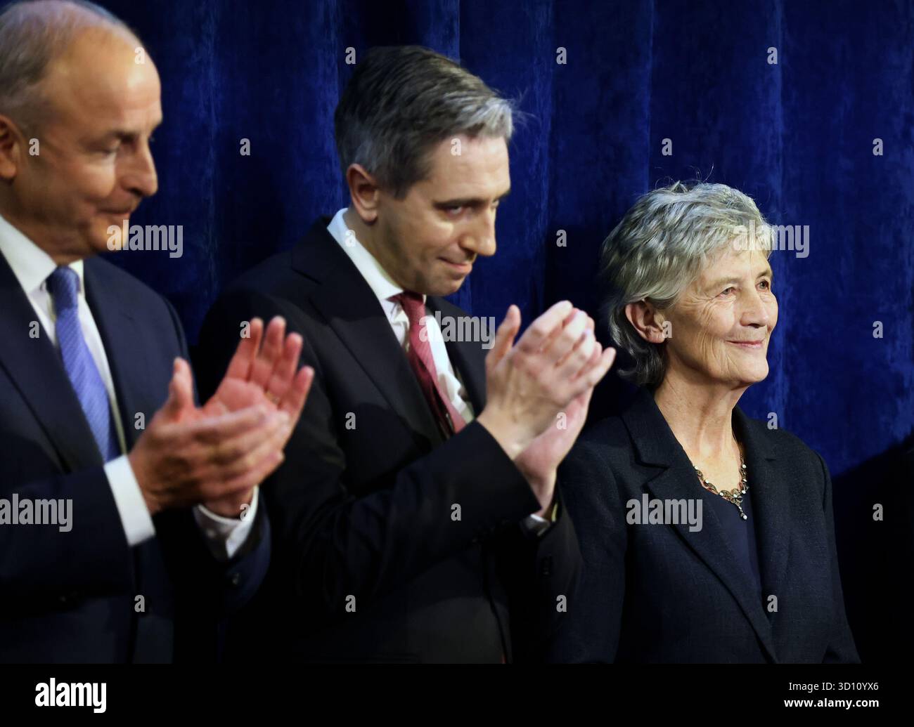 Catherine Connolly, right, smiles to supporters after being elected as ...